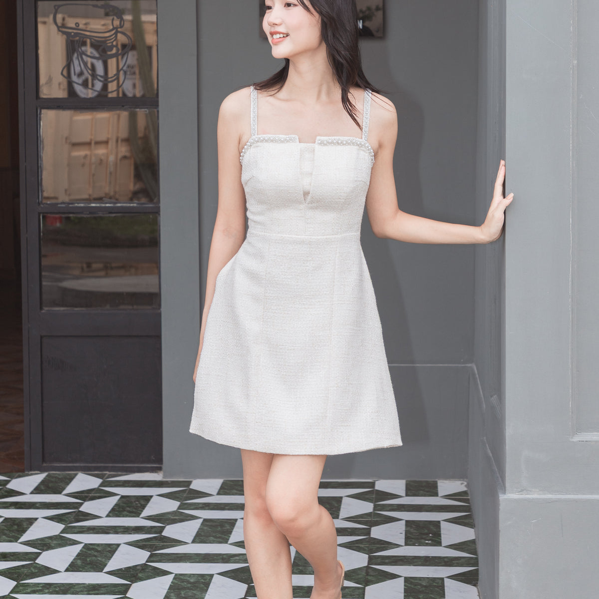 Bianca pearl embroidered dress – rdm studio