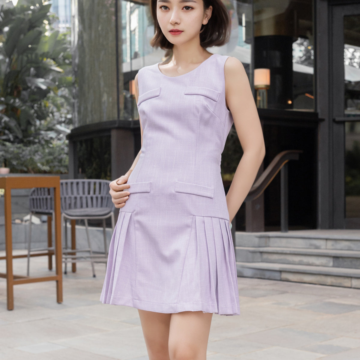 Bianca pleated hem dress – rdm studio