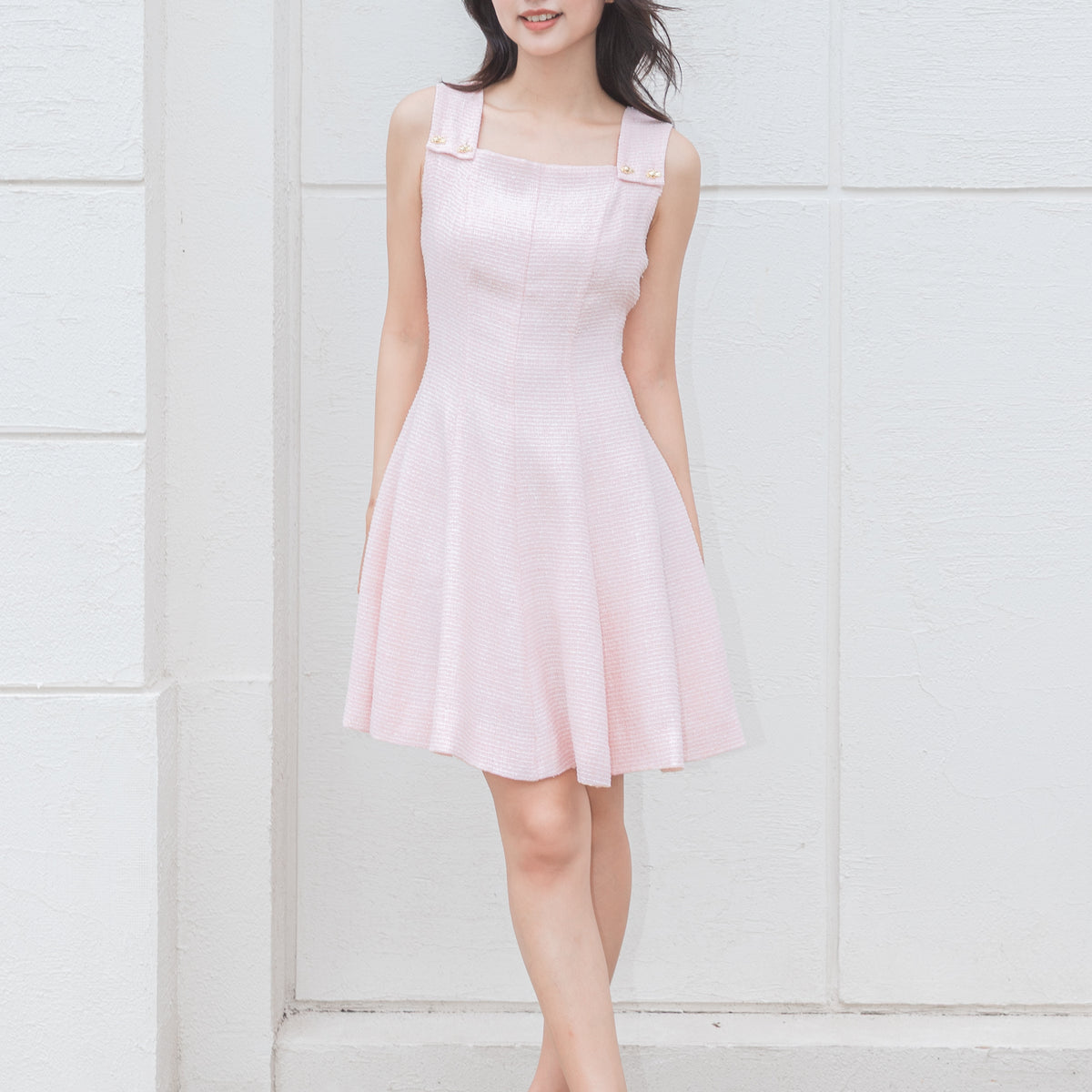 Bianca pink flared dress – rdm studio